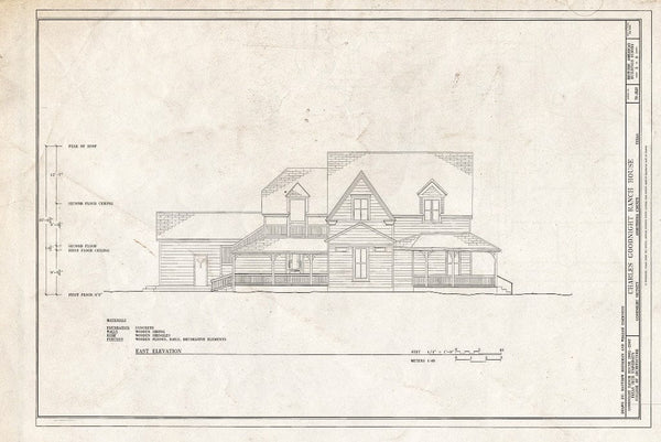 Blueprint East Elevation - Charles Goodnight Ranch House, Goodnight, A ...
