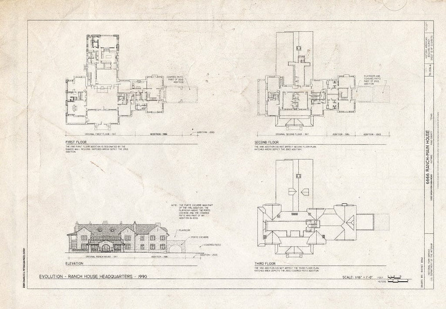 Blueprint Evolution of Ranch House Headquarters, 1990-6666 Ranch, Main ...