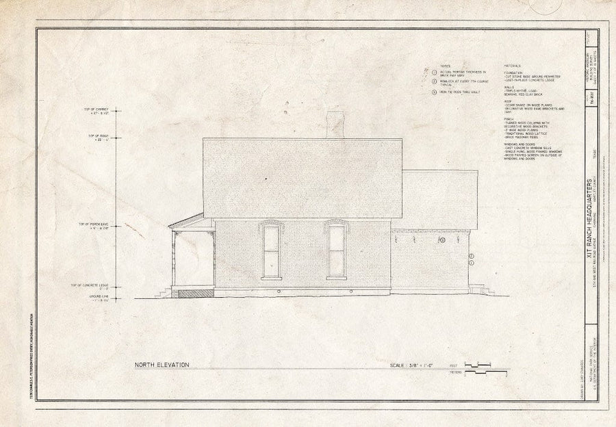 Blueprint North Elevation - XIT Ranch Headquarters, Fifth and West Rai ...