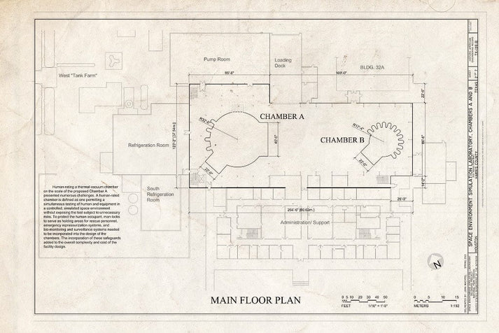 Blueprint Main Floor Plan - NASA Johnson Space Center, Building No. 32 ...