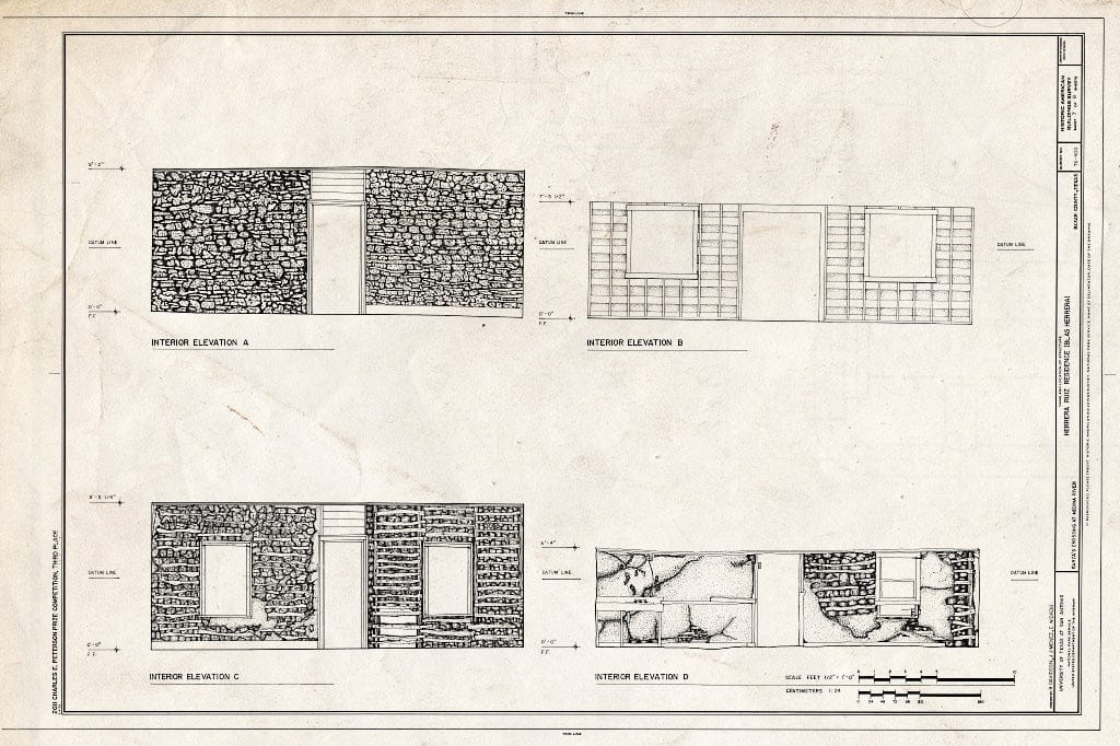 Blueprint Interior Elevations - Herrera Ruiz House, Garza's Crossing a ...