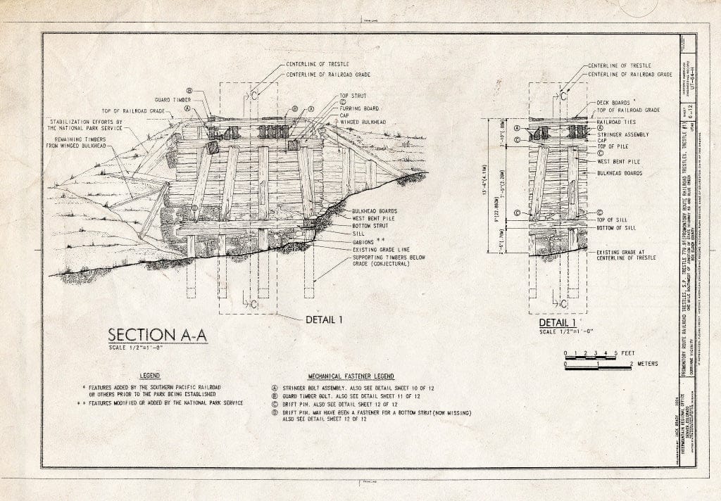 Blueprint Section - Promontory Route Railroad Trestles, S.P. Trestle 7 ...