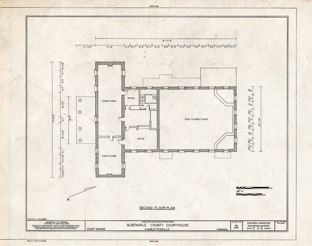 Blueprint Second Floor Plan - Albemarle County Courthouse, Court Squar ...