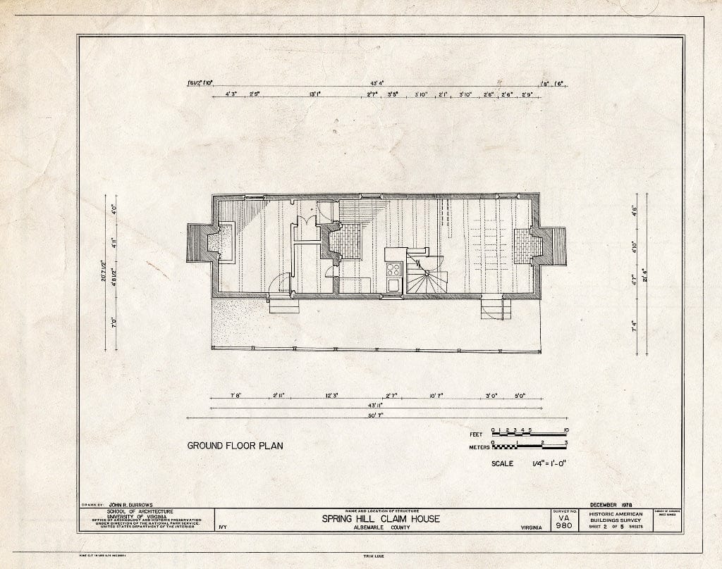 Blueprint Ground Floor Plan - Spring Hill Claim House, State Route 637 ...