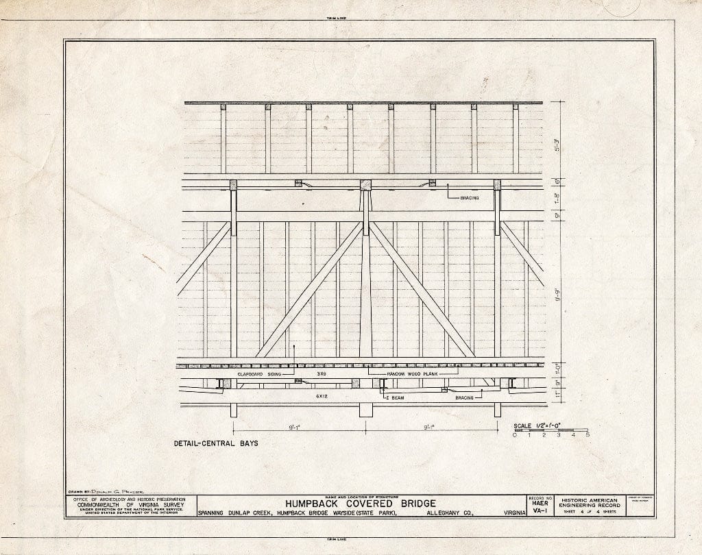 Blueprint Detail-Central Bays - Humpback Covered Bridge, Humpback Brid ...