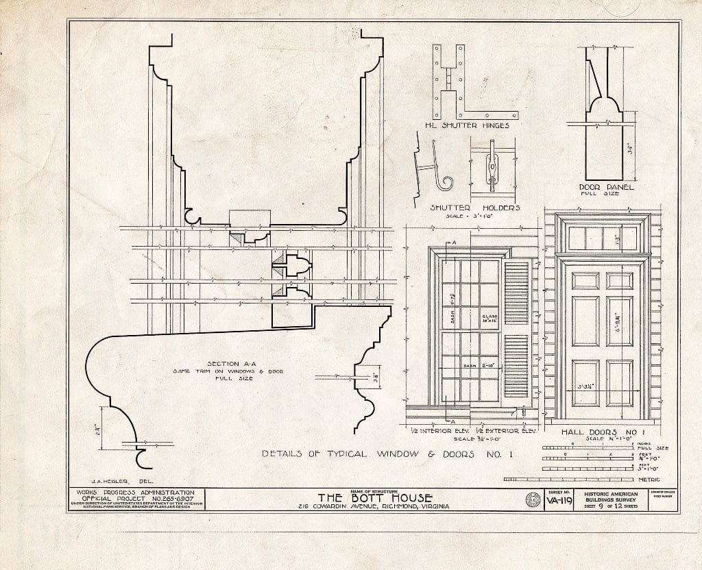 Blueprint HABS VA,44-Rich,20- (Sheet 9 of 12) - Miles Bott House, 216 ...