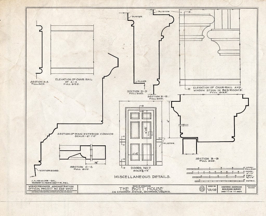 Blueprint HABS VA,44-Rich,20- (Sheet 10 of 12) - Miles Bott House, 216 ...