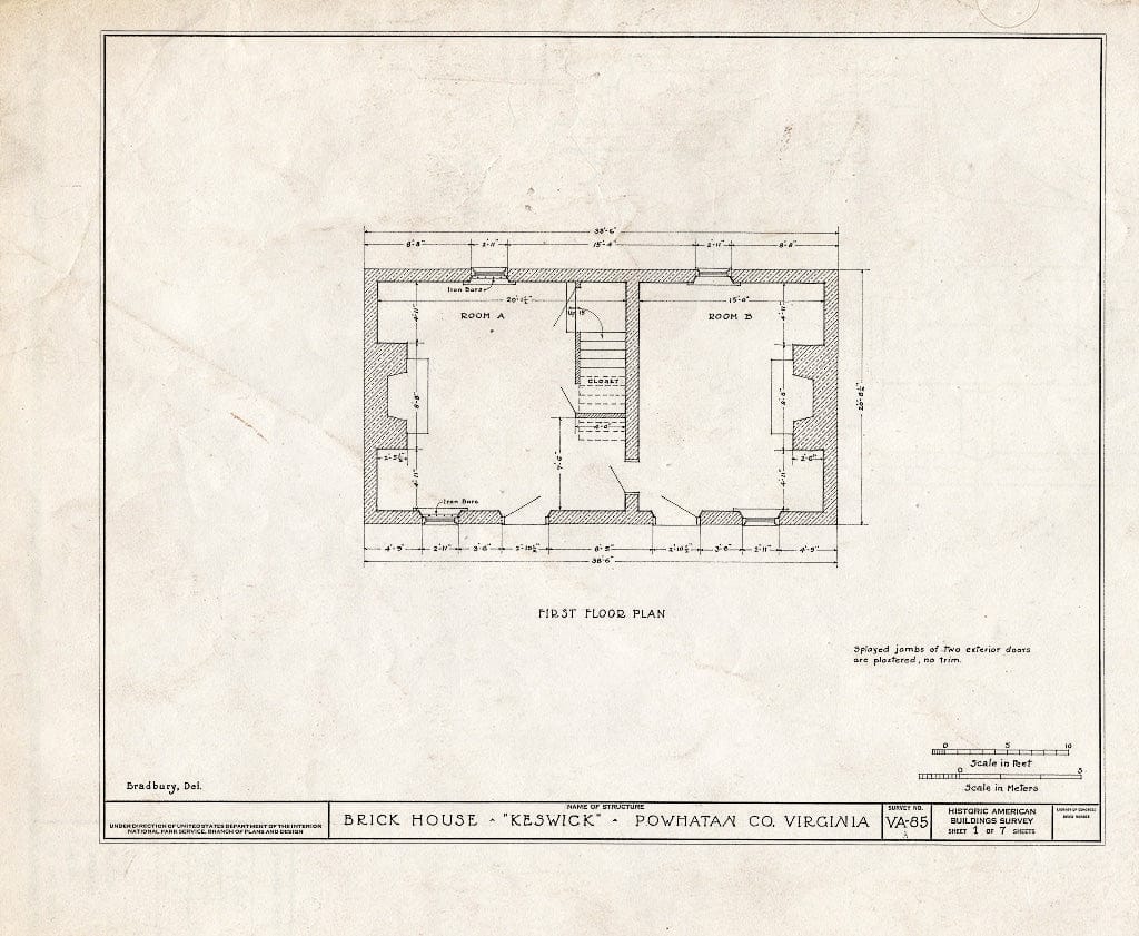Blueprint HABS VA,73-Hug.V,1A- (Sheet 1 of 7) - Keswick, Brick House ...