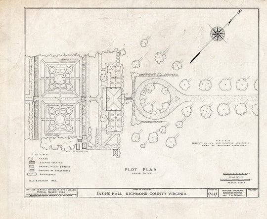 Blueprint HABS VA,80-WAR.V,2- (Sheet 1 of 24) - Sabine Hall, State Rou ...