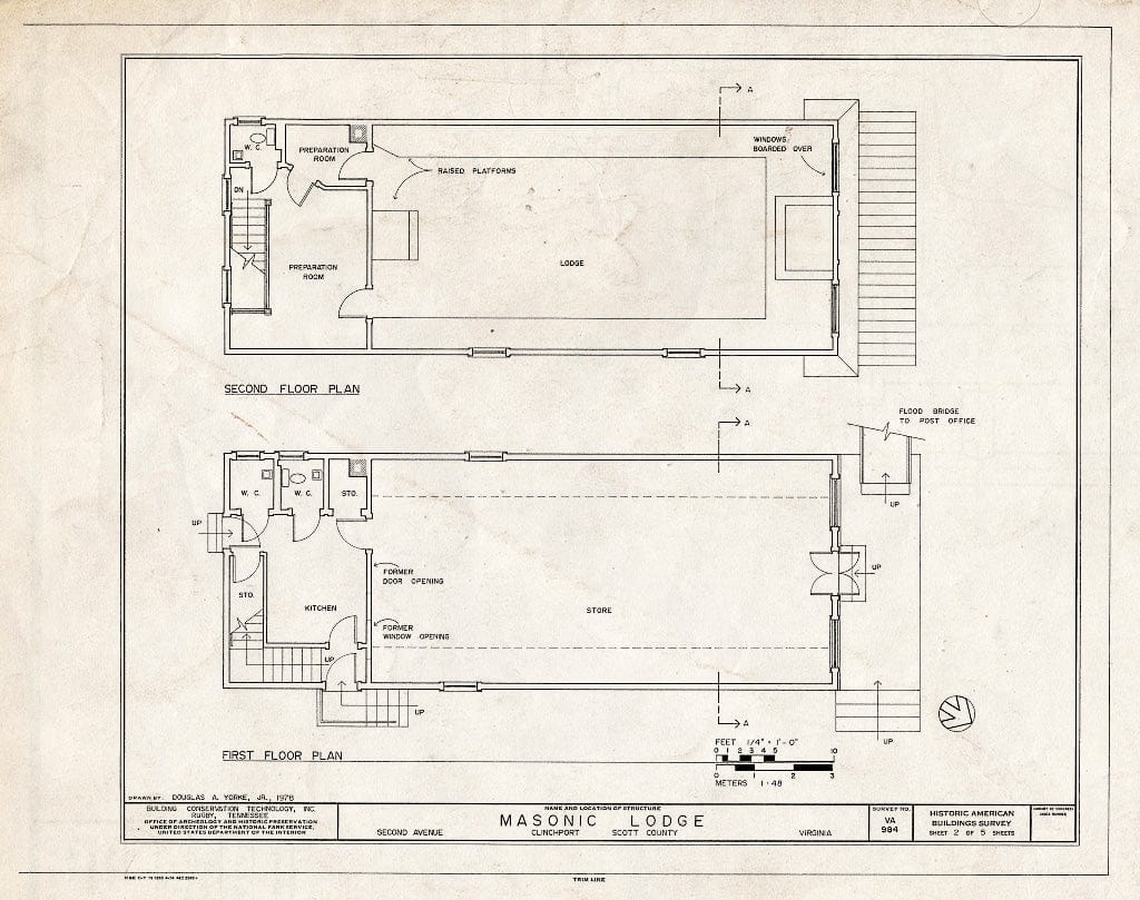 Blueprint First and Second Floor Plans - Clinchport Masonic Lodge No ...