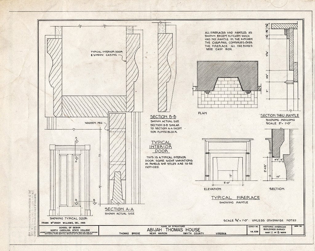 Blueprint HABS VA,87-MAR.V,1- (Sheet 11 of 13) - Abijah Thomas House ...