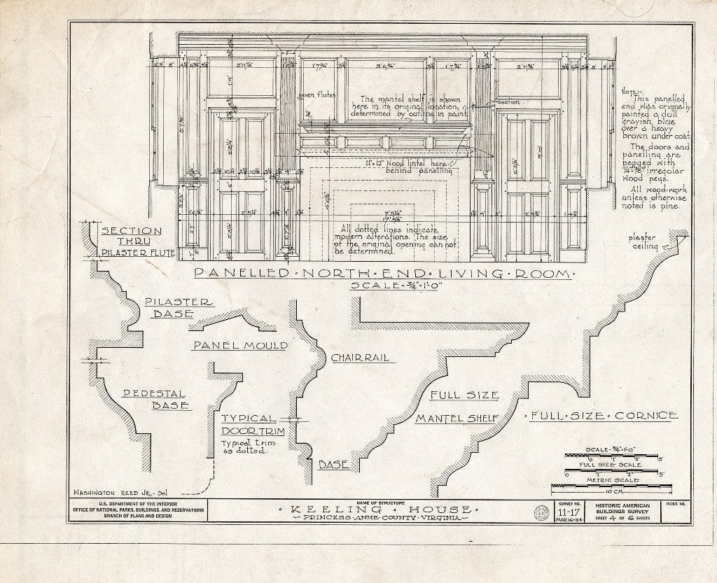 Blueprint HABS VA,77-LONBR.V,1- (Sheet 4 of 6) - Adam Keeling House, K ...