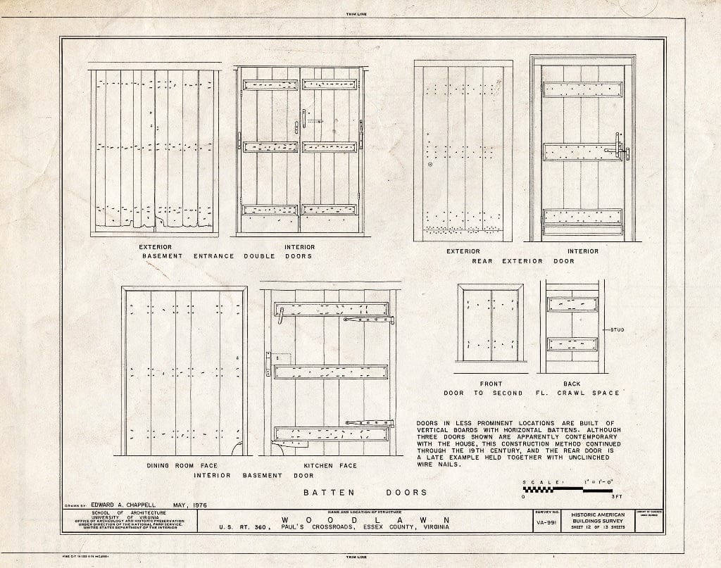 Blueprint Batten Doors - Woodlawn, U.S. Route 360, Pauls Crossroads, E ...