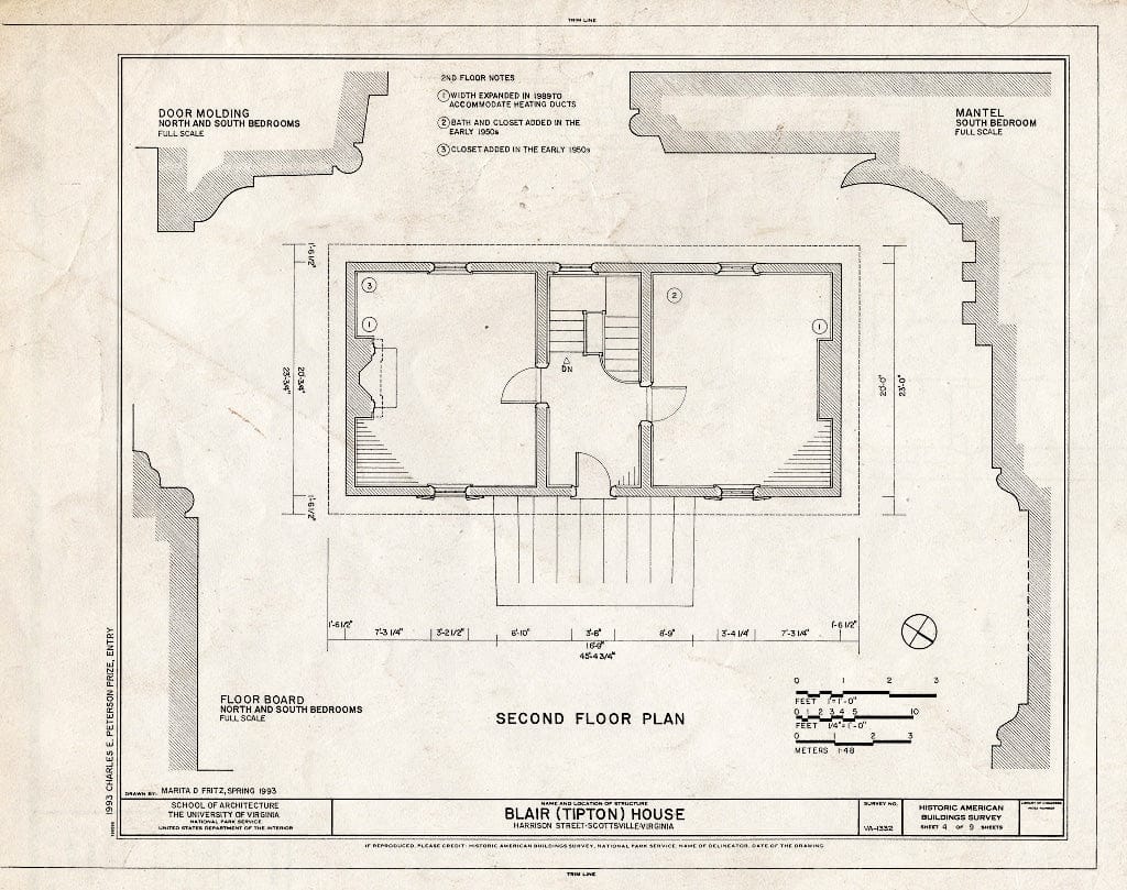 Blueprint Second Floor Plan - Blair House, Harrison Street, Scottsvill ...