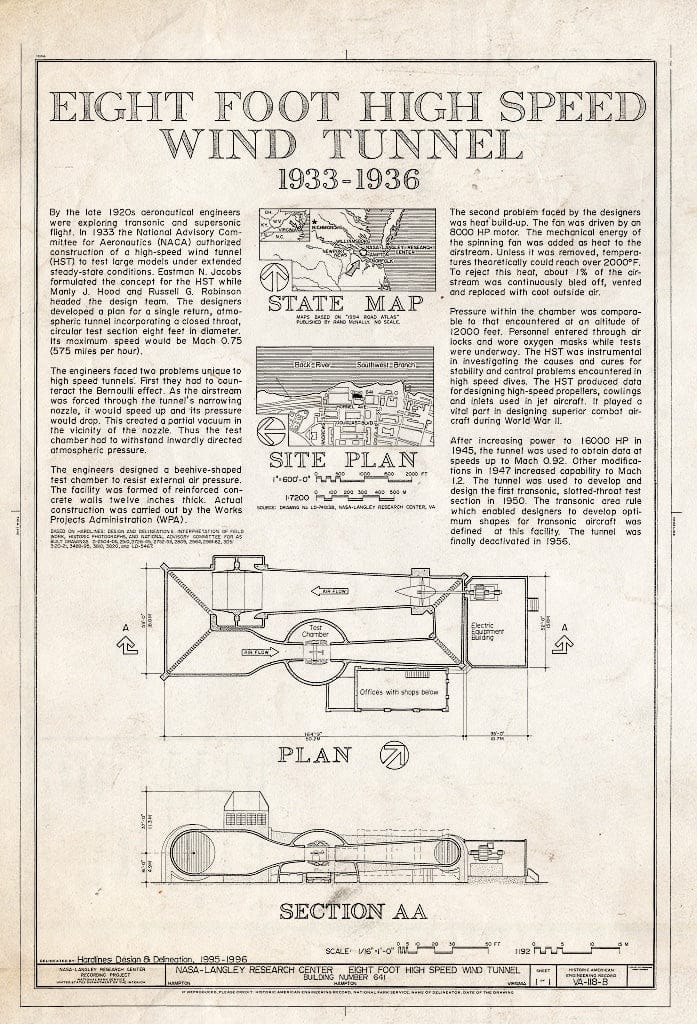 Blueprint Site Plan, Plan, Section AA - NASA Langley Research Center ...