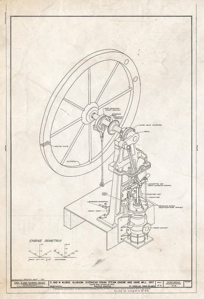 Blueprint Engine Isometric - Estate Whim, Overhead Crank Steam Engine ...