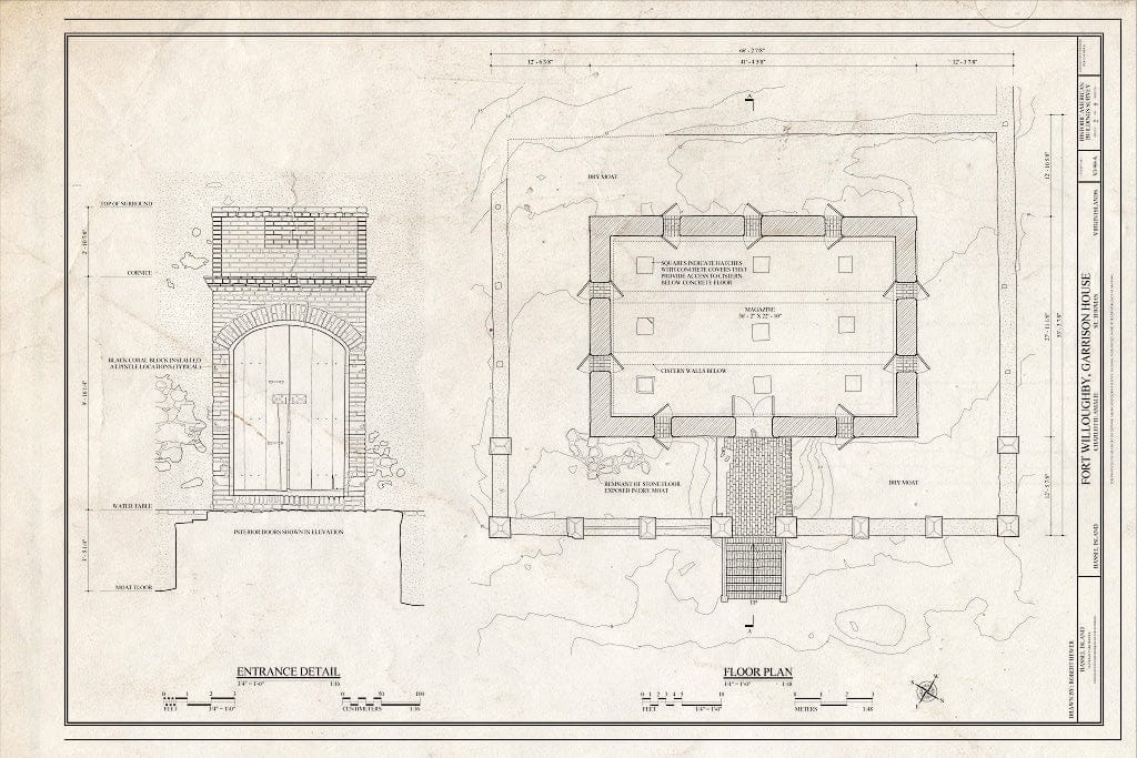 Blueprint Floor Plan, Entrance Detail - Fort Willoughby, Garrison Hous ...