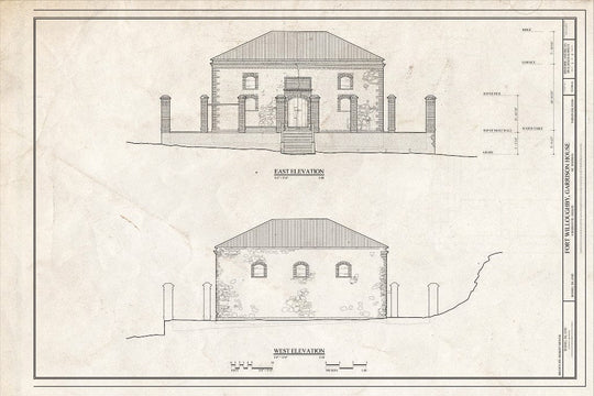 Blueprint East Elevation, West Elevation - Fort Willoughby, Garrison H ...