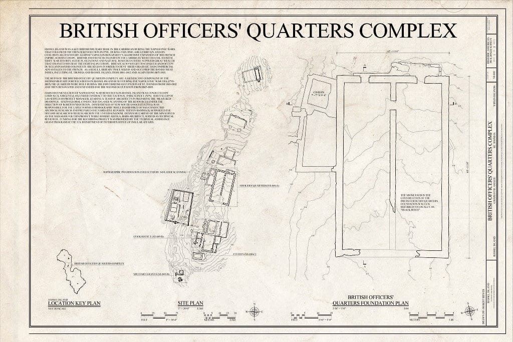 Blueprint Site Plan, Foundation Plan - British Officers' Quarters Comp ...