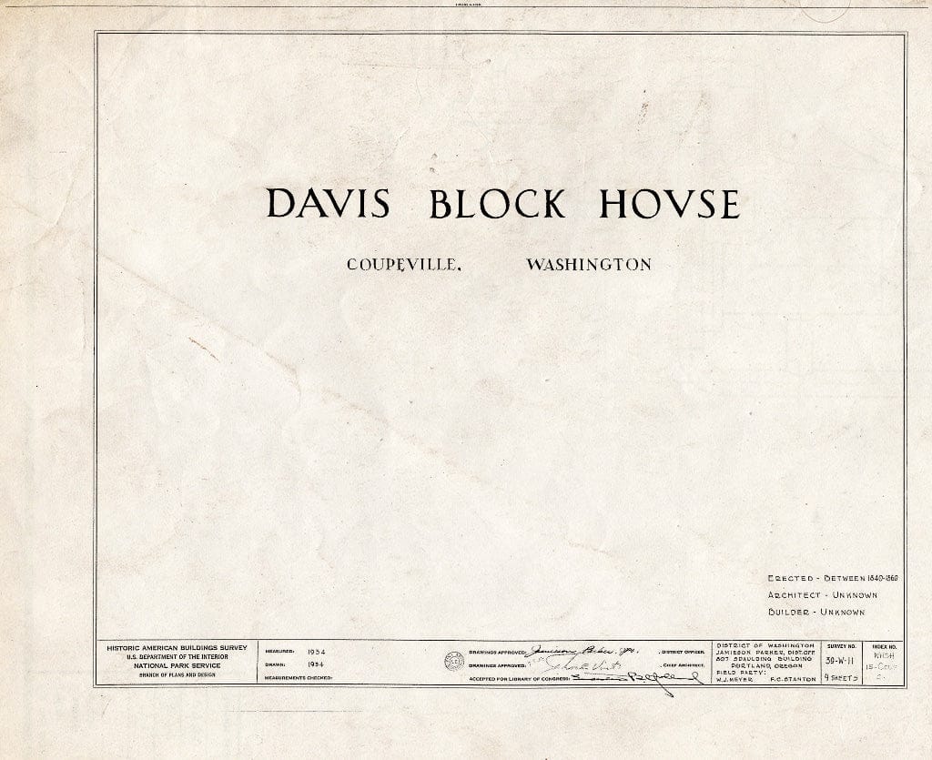 Blueprint HABS WASH,15-Coup,2- (Sheet 0 of 4) - Davis Blockhouse, Ceme ...