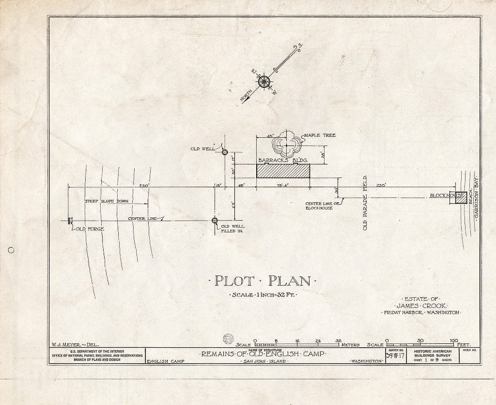 Blueprint HABS WASH,28-FRIHA,1- (Sheet 1 of 9) - English Camp (Remains ...