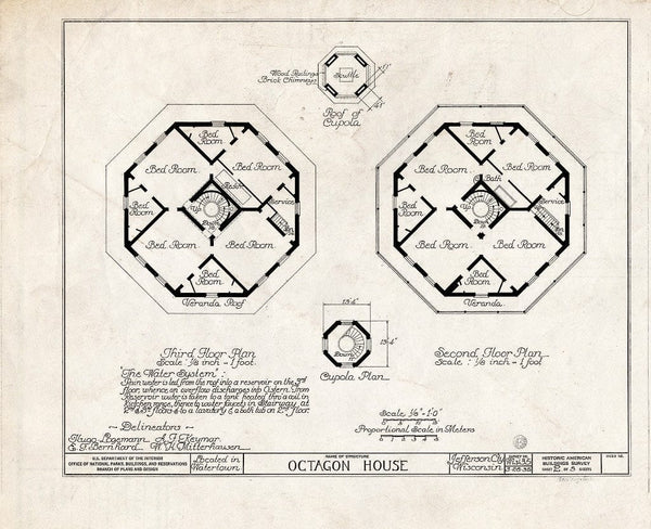Blueprint HABS WIS,28-WATO,1- (Sheet 2 of 5) - Octagon House, Watertow ...