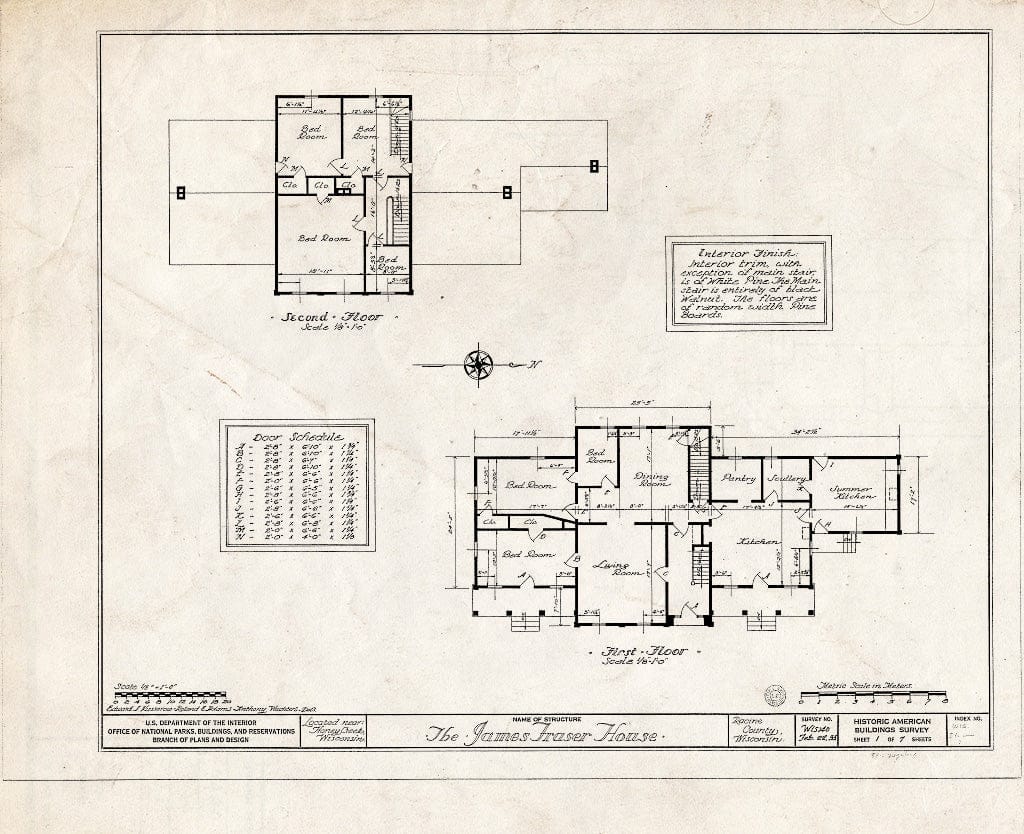 Blueprint HABS WIS,51-,1- (Sheet 1 of 7) - James Frazer House, Honey C ...