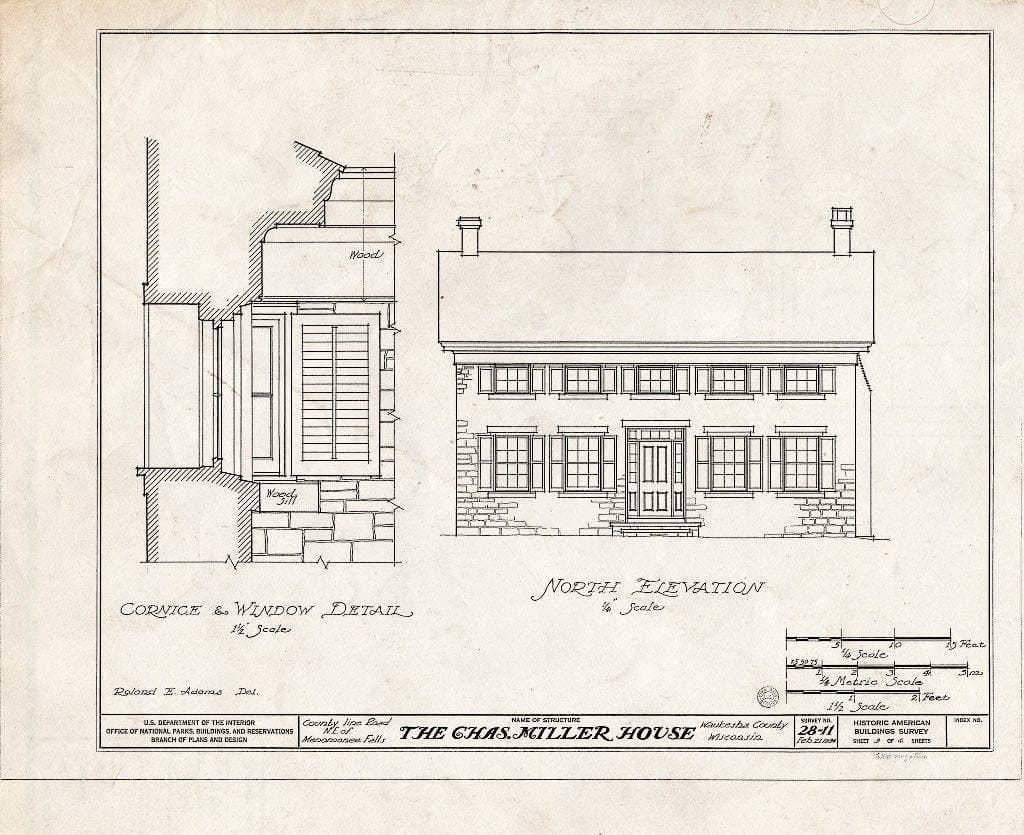 Blueprint HABS WIS,67-MENFA.V,1- (Sheet 3 of 6) - Charles Miller House ...