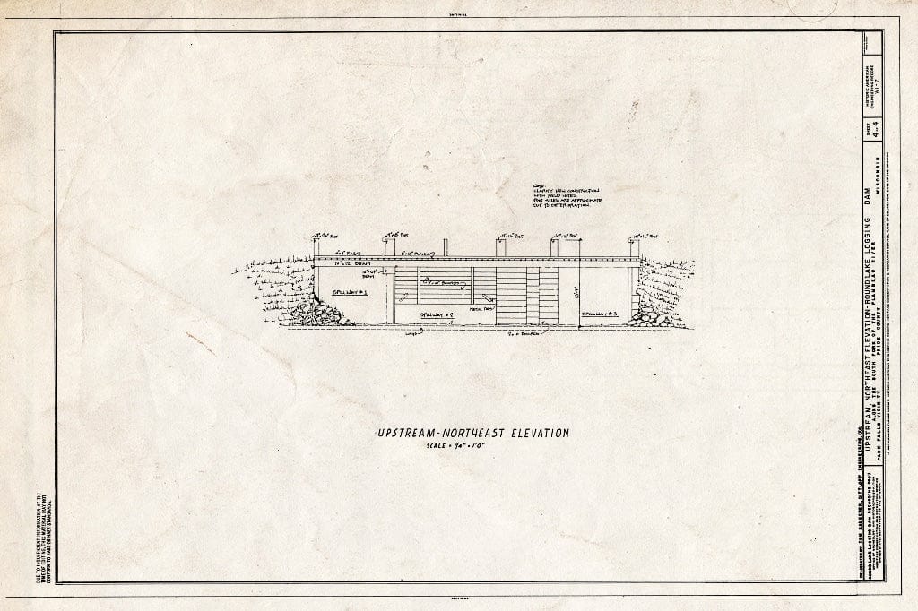 Blueprint Upstream-Northeast Elevation - Round Lake Logging Dam, Flamb ...