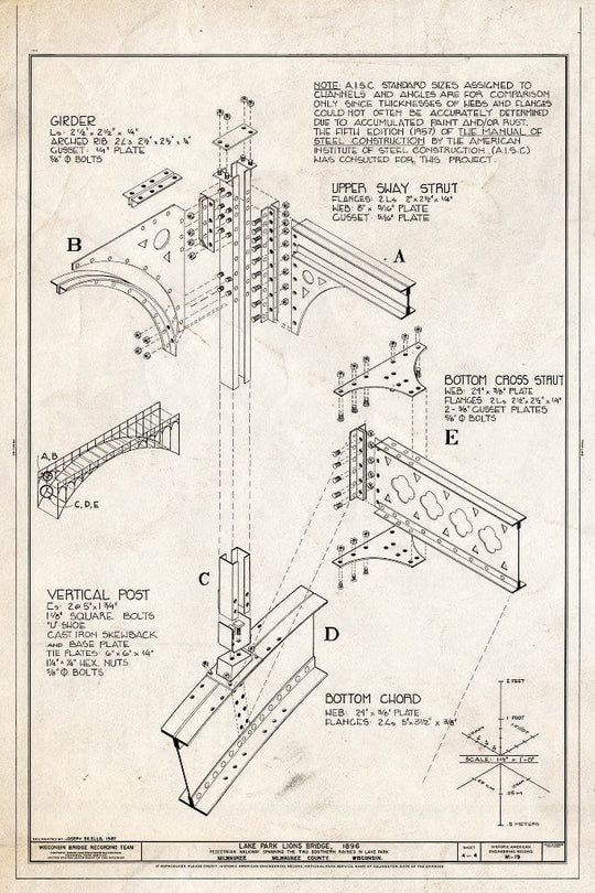 Blueprint Exploded View Drawing - Lake Park Lions Bridge, at Lighthous ...