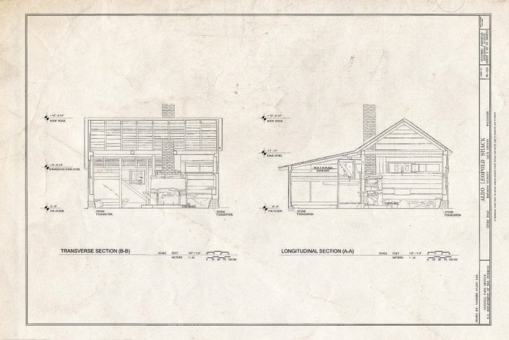 Blueprint Transverse and Longitudinal Elevations - Aldo Leopold Shack ...