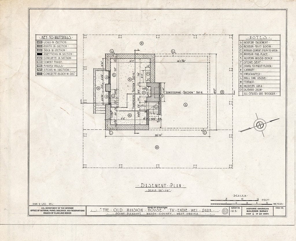 Blueprint HABS WVA,27-POPL,1- (Sheet 2 of 20) - Old Mansion House, Fir ...