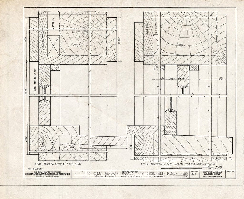Blueprint HABS WVA,27-POPL,1- (Sheet 18 of 20) - Old Mansion House, Fi ...