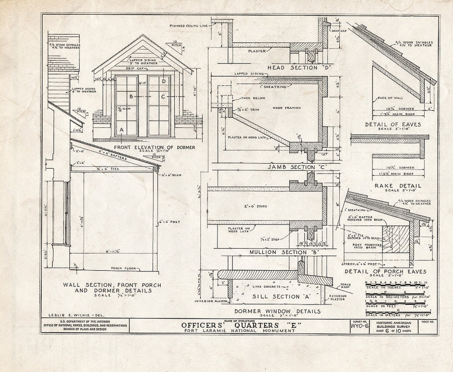 Blueprint HABS WYO,8-FOLA,3D- (Sheet 6 of 10) - Fort Laramie, Officer ...