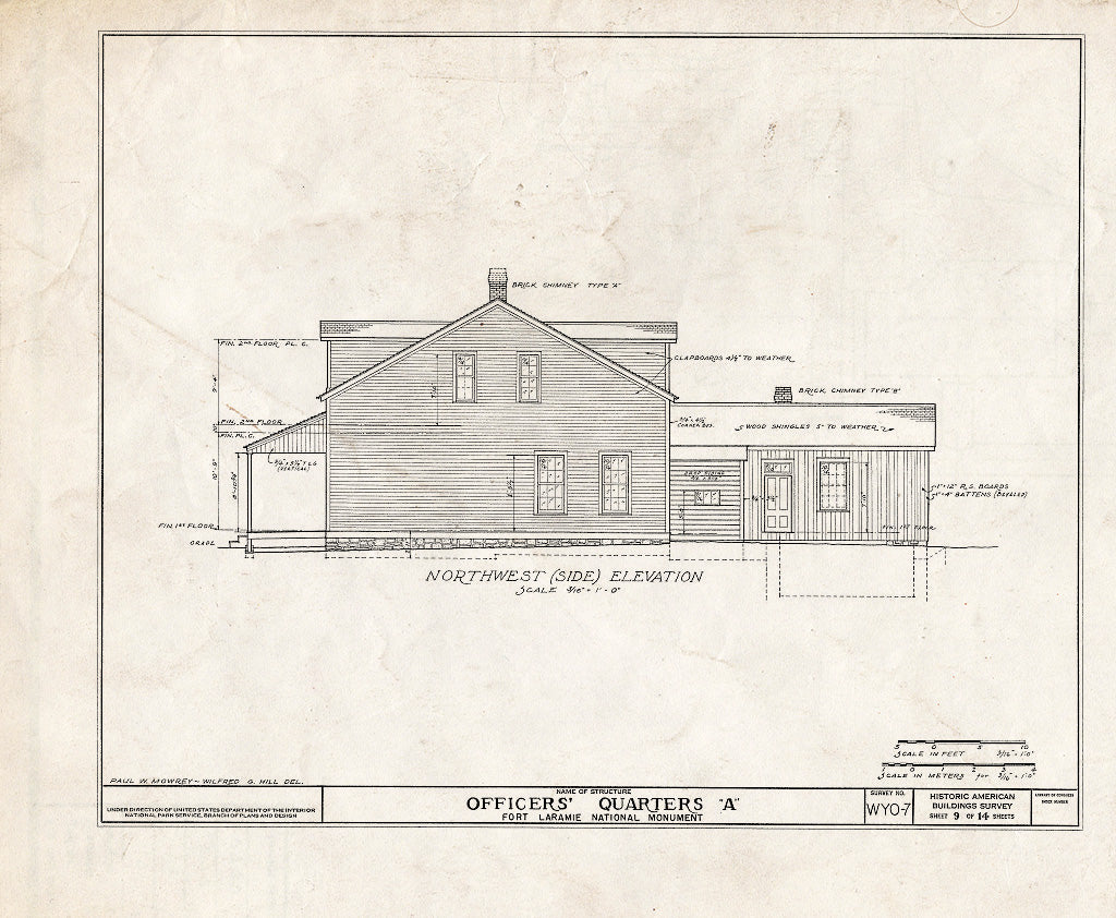 Blueprint HABS WYO,8-FOLA,3E- (Sheet 9 of 14) - Fort Laramie, Officer ...