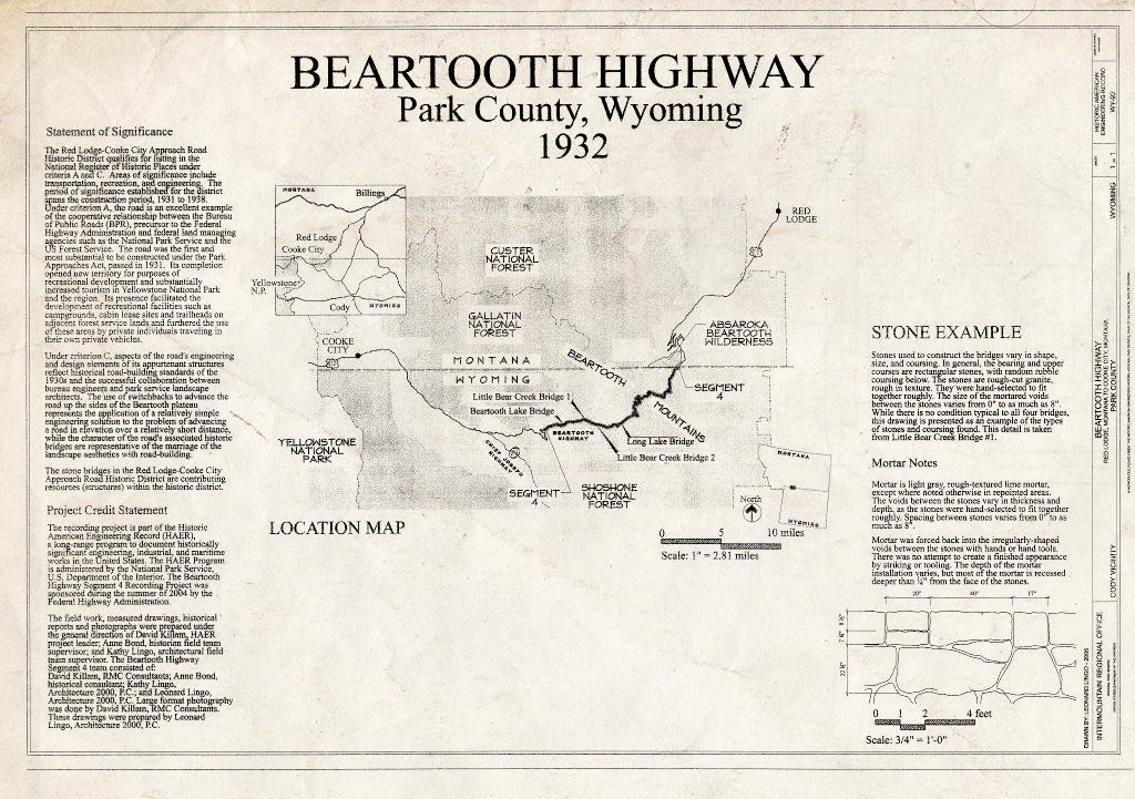 Blueprint Statement of Significance and Location Map - Beartooth Highw ...