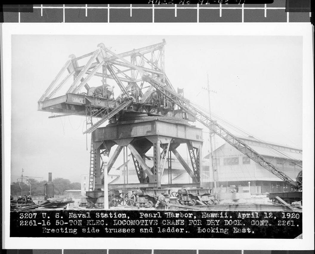 Historic Photo : U.S. Naval Base, Pearl Harbor, Exterior Cranes, Water ...