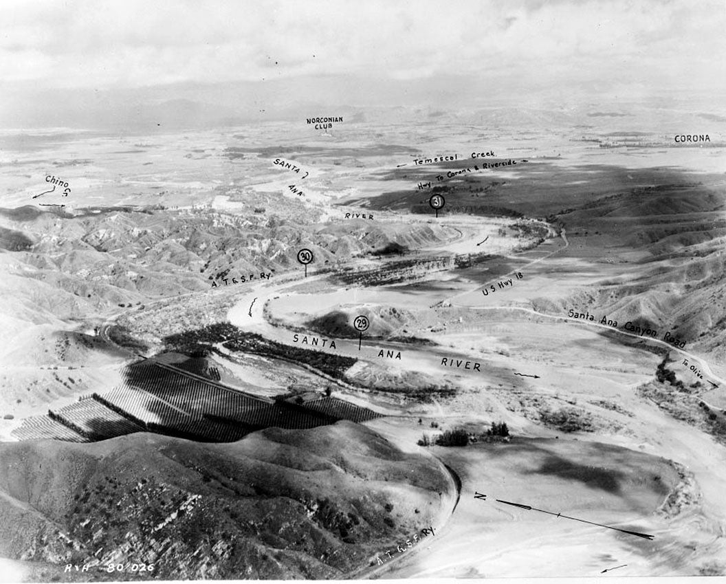 Historic Photo : Prado Dam, Santa Ana River near junction of State Hig ...