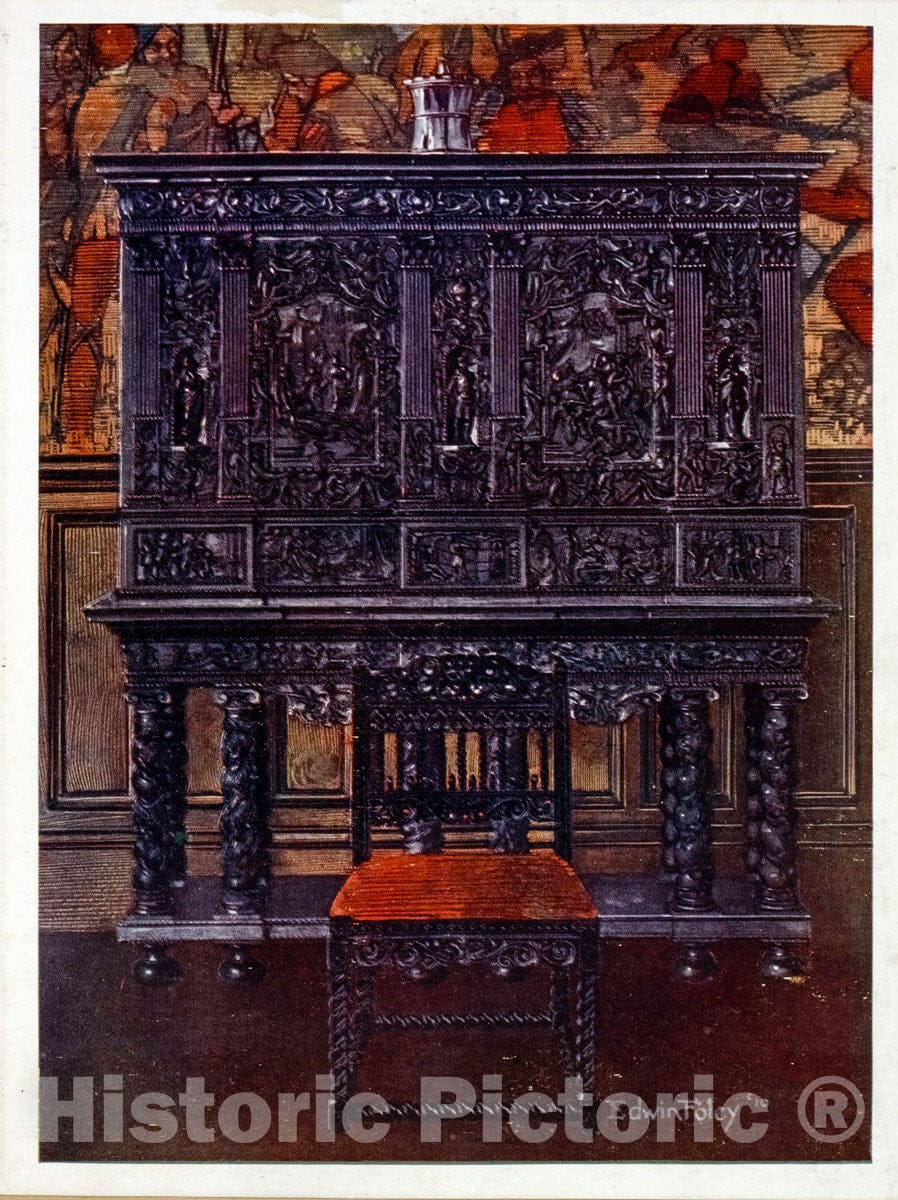 Art Print : 1910, The Rubens Cabinet-of Ebony Carved. Interior Fitting ...