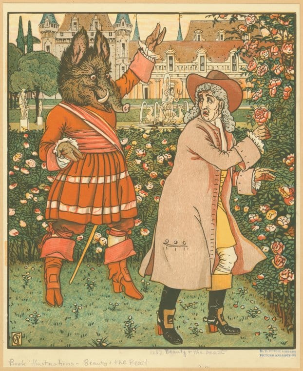 Art Print : He Saw a Hideous Beast Armed with a Deadly Weapon - Vintag ...