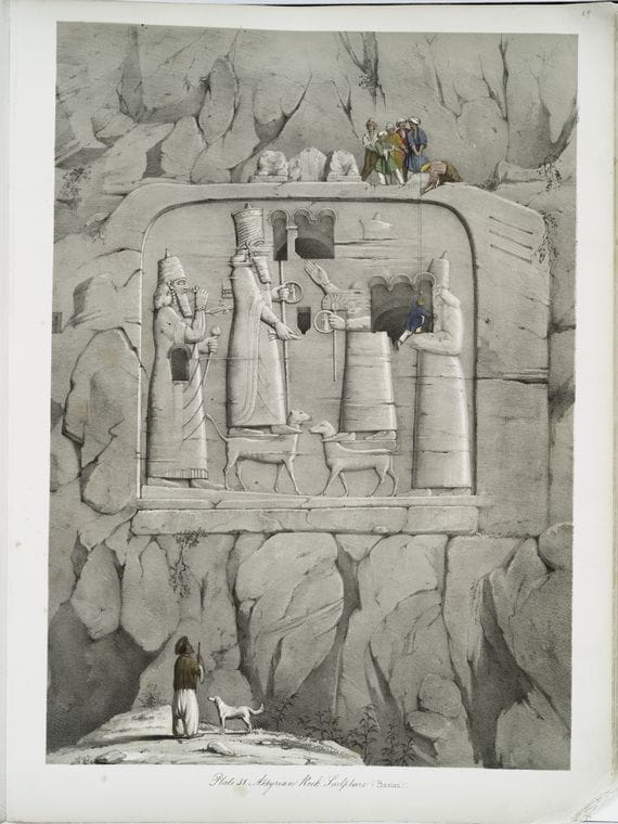 Art Print : 1853, Assyrian Rock Sculpture. (Bavian.) - Vintage Wall Ar ...