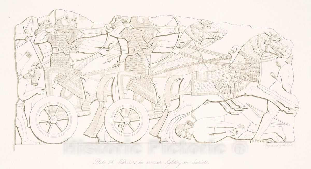 Art Print : 1849, Warriors in Armour Fighting in Chariots. - Vintage W ...
