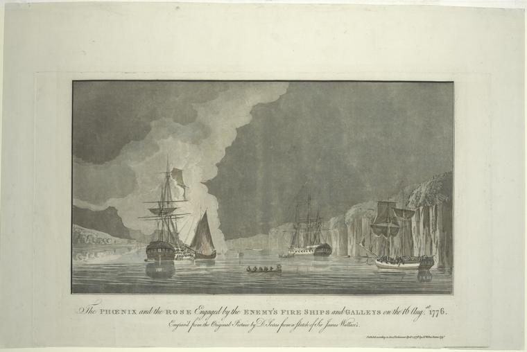 Art Print : 1778, The Phoenix and The Rose Engaged by The enemy's fire ...