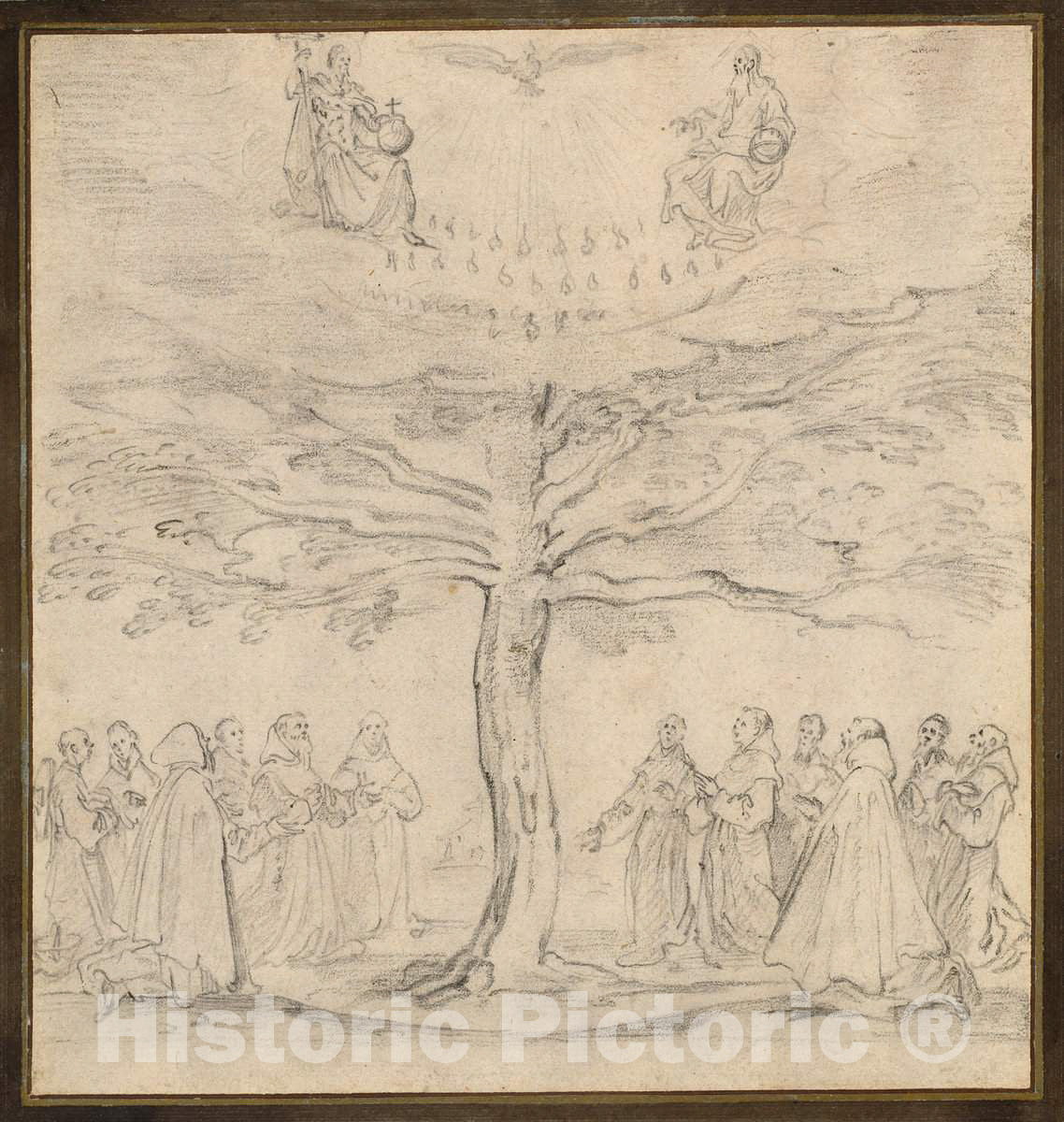 Art Print : Jacques Callot, The Holy Trinity in The Tree of Life Adore ...