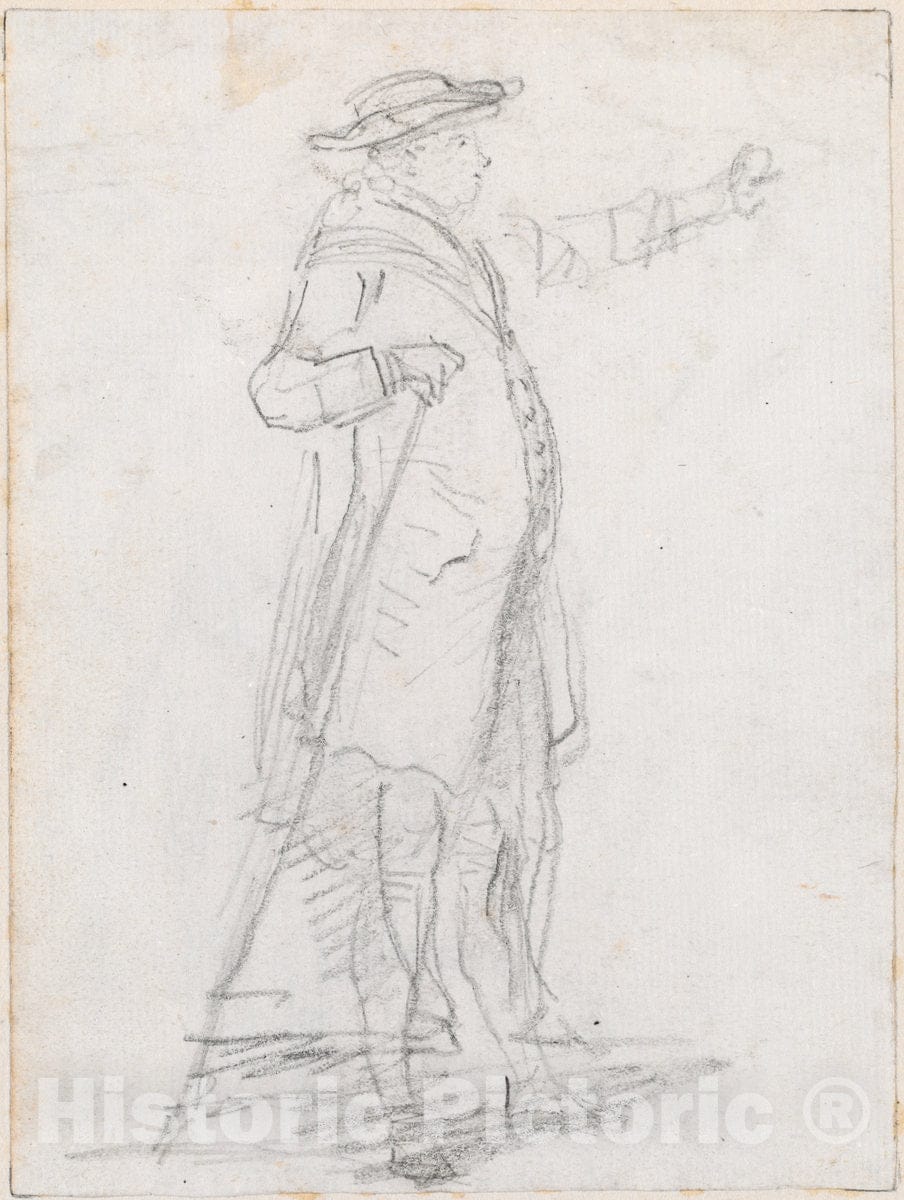 Art Print : Hubert Robert, Man with a Walking Stick, Seen in Profile ...