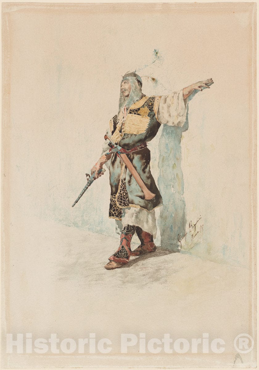 Art Print : Giuseppe Signorini, A Moorish Soldier Before a Sunlit Wall ...