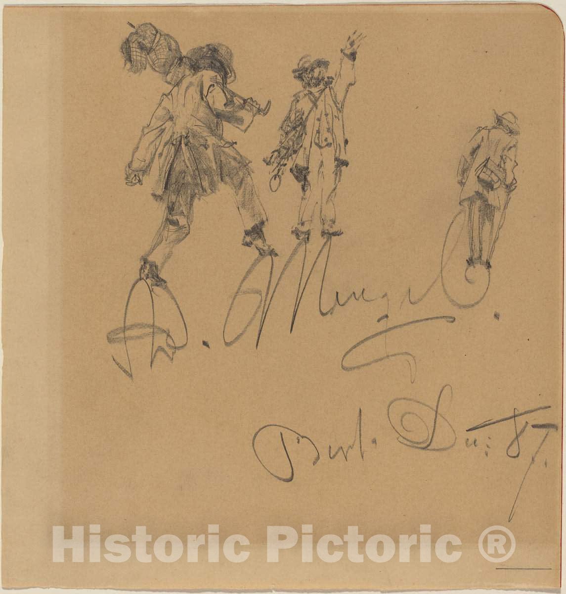 Art Print : Adolph Menzel, Three Hobos on The Artist's Signature, 1887 ...