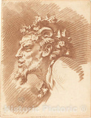 Art Print : Demarteau After Boucher, Head of a Faun - Vintage Wall Art ...