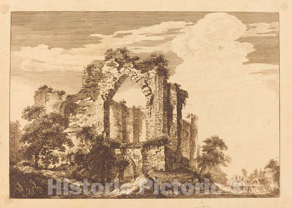 Art Print : Sandby, Ruins with a Seated Man, and a Covered Wagon in Th ...