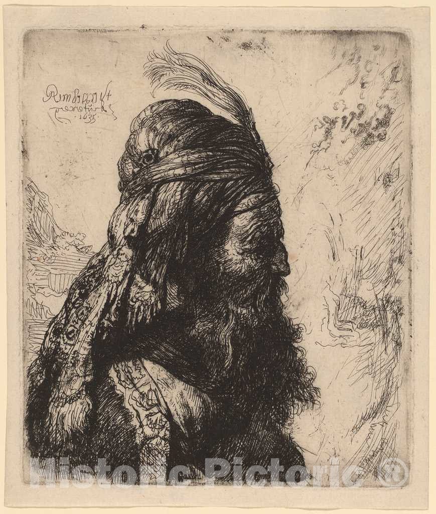 Art Print : Rembrandt After Jan Lievens, The Third Oriental Head, 1635 ...